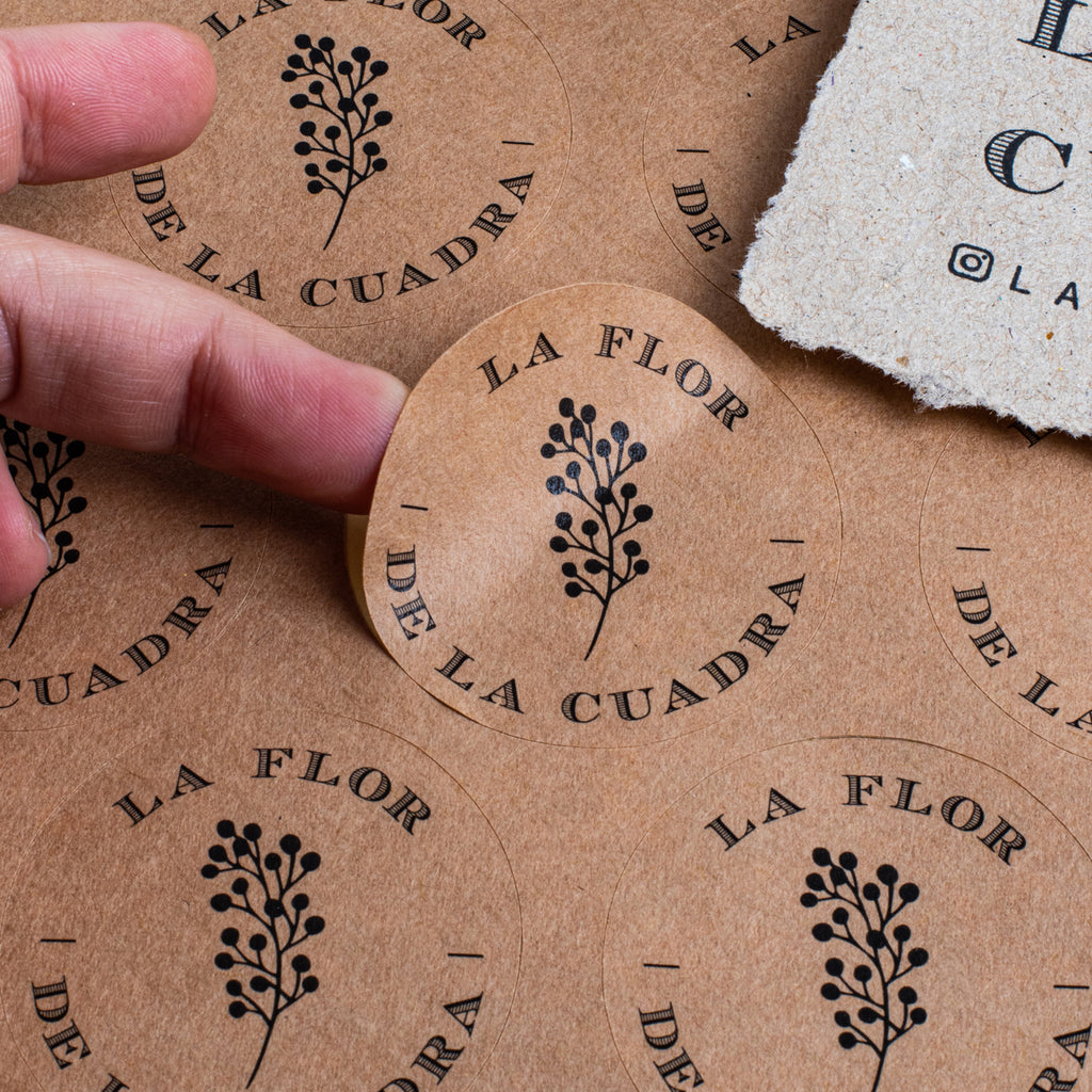 100 Stickers Kraft Ecologico - 5x5cm – Clic Imprenta